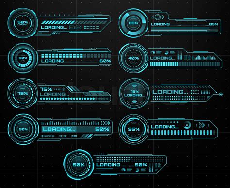 Hud Futuristic Loading Bars Sci Fi User Interface Stock Vector