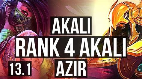 AKALI Vs AZIR MID Rank 4 Akali Quadra 15 2 3 Legendary Rank 21
