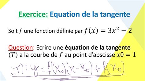Savoir déterminer l équation de la tangente à une courbe en un point d
