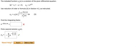 solved the indicated function y1 x is a solution of the