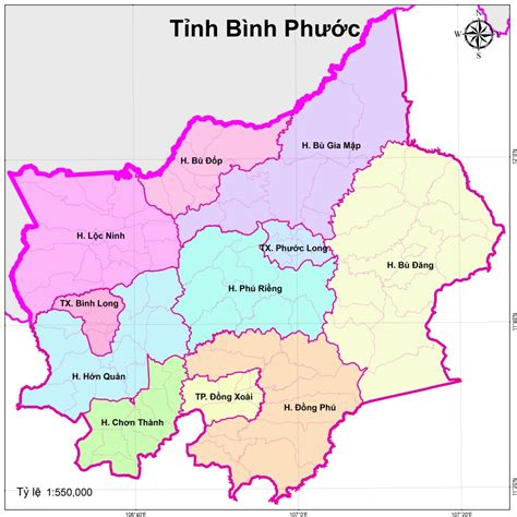 Bản đồ hành chính tỉnh Bình Phước khổ lớn Phóng to 2024