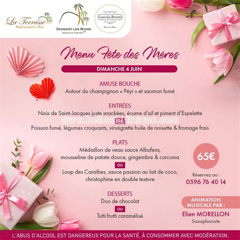 Menu Fête des Mères à La Terrasse Résa gratuite en ligne Agenda
