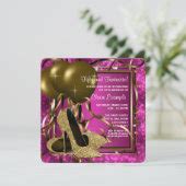 High Heels Womans Hot Pink And Gold Birthday Party Invitation Zazzle