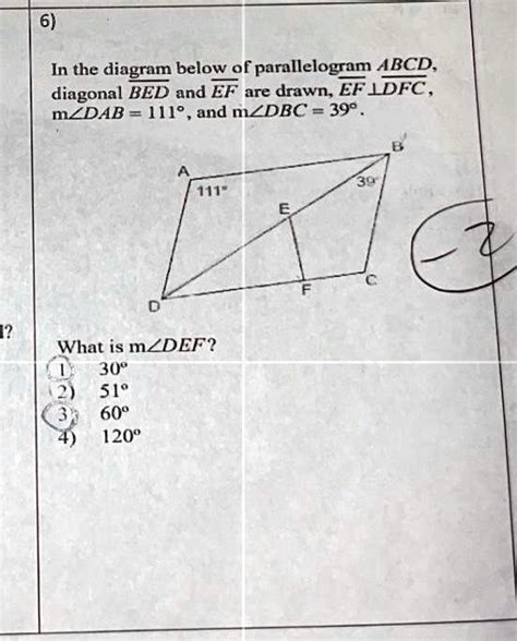 Texts 1 In The Diagram Below Of Parallelogram ABCD Diagonal BED And