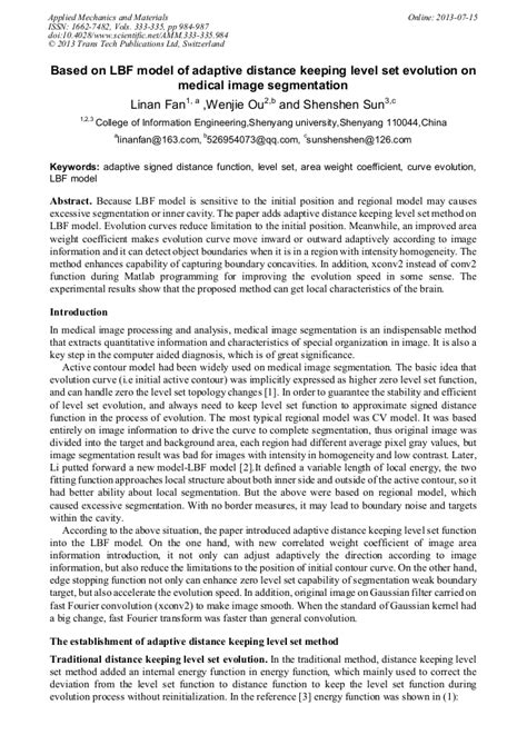 based on lbf model of adaptive distance keeping level set evolution on medical image