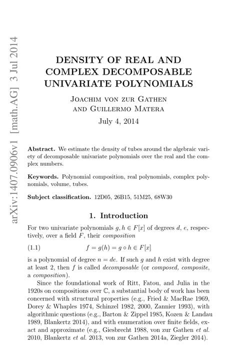 pdf density of real and complex decomposable univariate polynomials