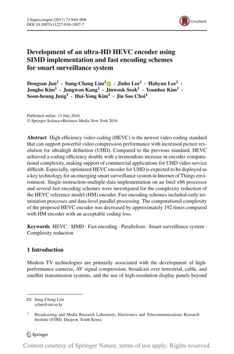 development of an ultra hd hevc encoder using simd implementation and fast encoding schemes for