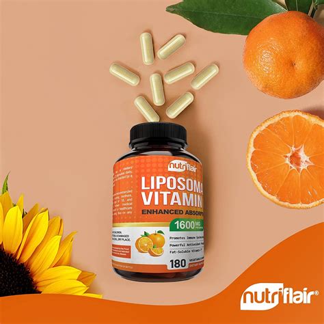Buy NutriFlair Liposomal Vitamin C 1600mg 180 Capsules High