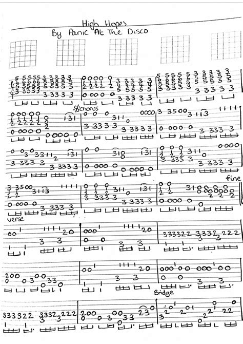 High Hopes Sheet Music Panic At The Disco Guitar Tab