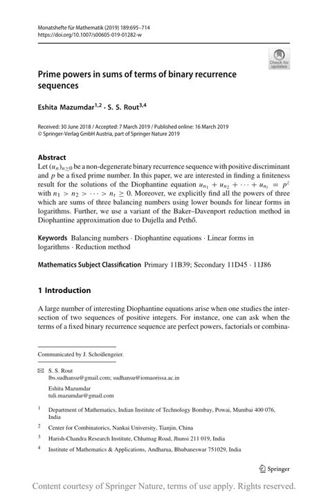prime powers in sums of terms of binary recurrence sequences request pdf