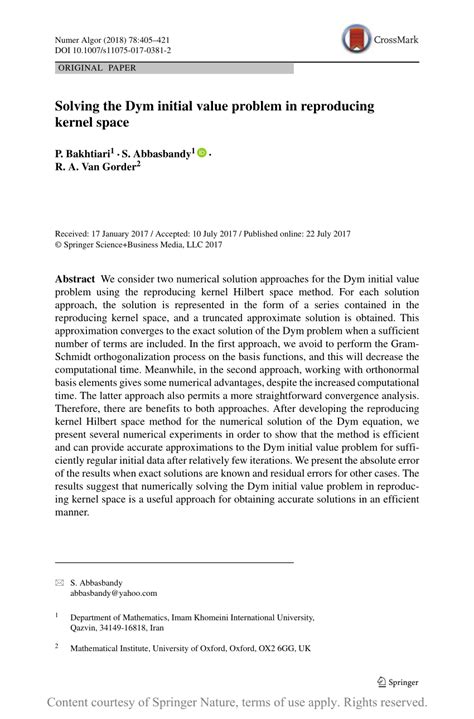solving the dym initial value problem in reproducing kernel space request pdf
