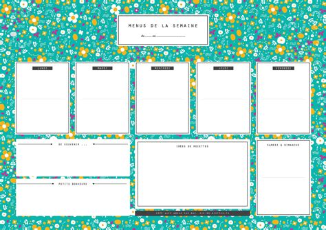 Menu pour la semaine gratuit à imprimer plannings PDF vierges au