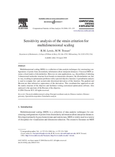 pdf sensitivity analysis of the strain criterion for multidimensional scaling michael