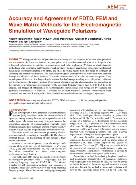 pdf accuracy and agreement of fdtd fem and wave matrix methods for the electromagnetic