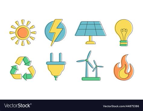 Renewable Energy Line Icon Set Green Alternative Vector Image