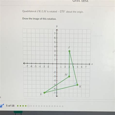 quadrilateral jklm is rotated 270° about the origin draw the image of this rotation need a