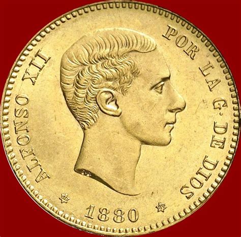 Spain Golden Coin Of 25 Pesetas Of Alfonso XII Minted In Catawiki