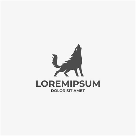 Diseño de logotipo de lobo aullando Vector Premium
