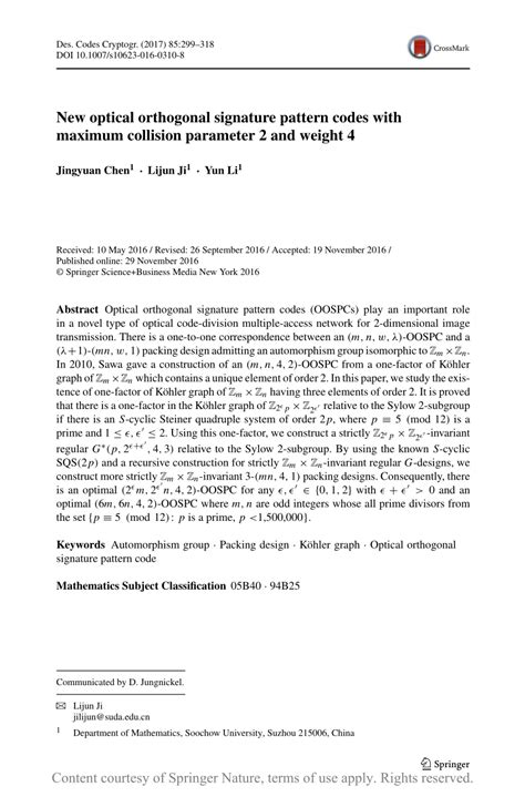 new optical orthogonal signature pattern codes with maximum collision parameter 2 and weight 4