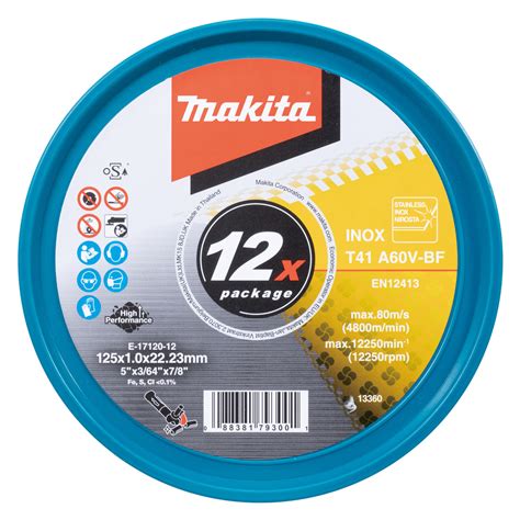 E 17120 12 Lot de 12 disques a tronçonner métal et inox A60V 125x1MM