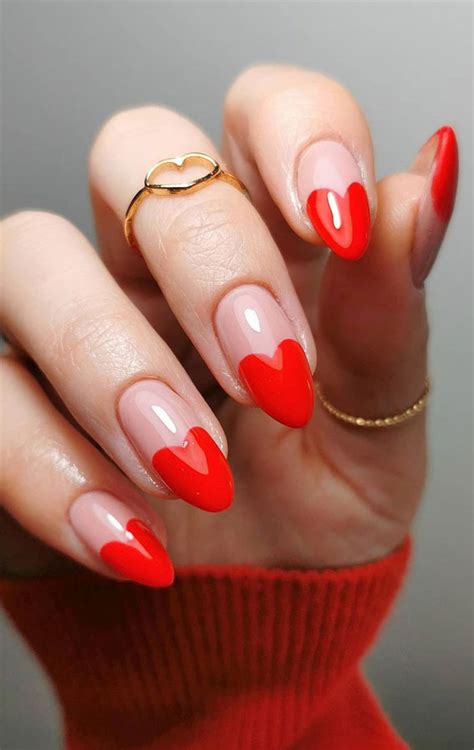 Heart French Tips Best Valentines Day Nail Designs
