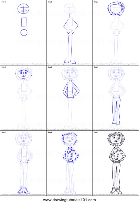 How To Draw Coraline Jones From Coraline Printable Step By Step Drawing