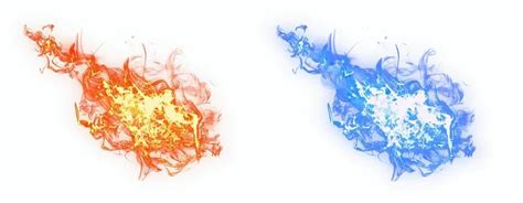 Two Different Types Of Fire And Ice On A White Background One Is Blue