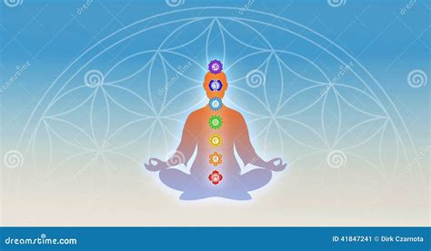 In Meditatie Met Chakras Stock Illustratie Illustration Of Zonne