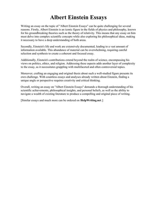 Albert Einstein Essays PDF