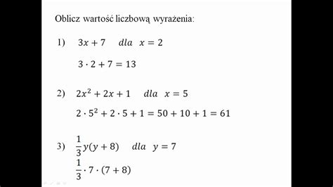 Wyra Enia Algebraiczne Obliczanie Warto Ci Liczbowej Wyra Enia