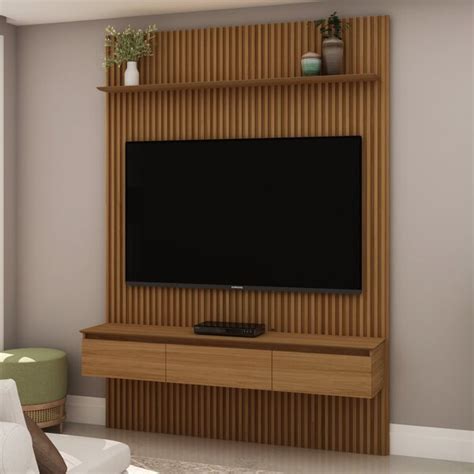 Painel Ripado Para Tv At Polegadas Gavetas Porta Mdf Vik Camaru