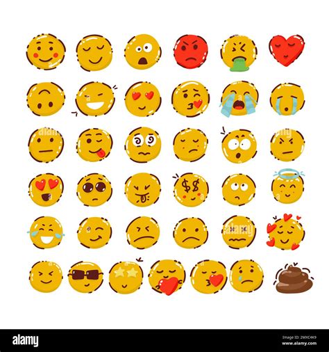 Big Set Of Emoticon Smile Icons Cartoon Emoji Set Vector Emoticon Set