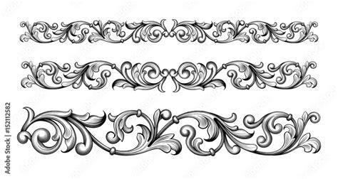 Vintage Baroque Victorian Frame Border Monogram Floral Engraved Scroll