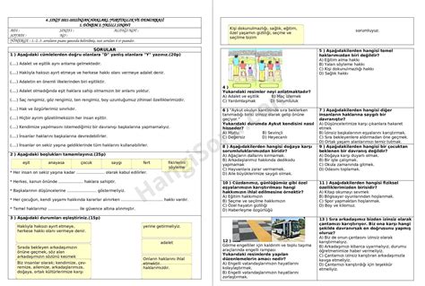 İnsan Hakları 4 Sınıf 1 Dönem 2 Yazılı Soruları 2022 İndir Yeni HangiSoru