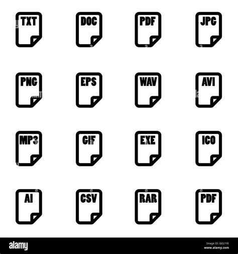 Vector Black File Type Icon Set Stock Vector Image Art Alamy