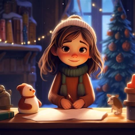 Linda Chica De Dibujos Animados Foto Premium