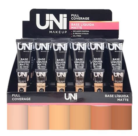 Base Liquida Matte A Prova Dagua Full Coverage Uni Makeup Display C