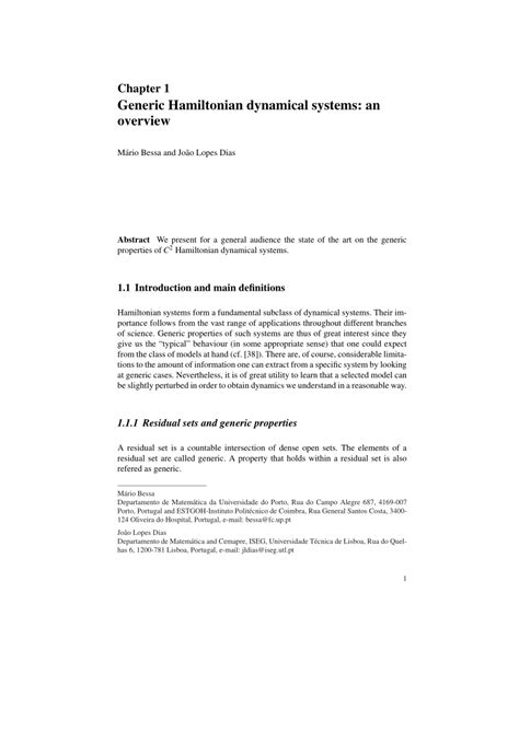 pdf generic hamiltonian dynamical systems an overview