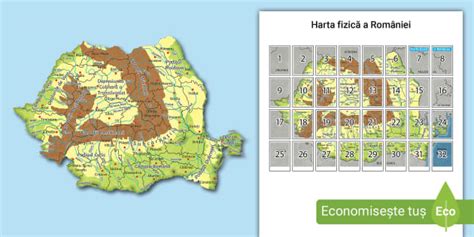 Harta fizică a României Planșă Resurse Twinkl România