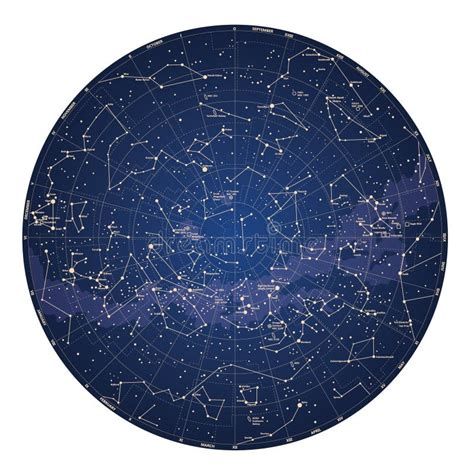 Mapa E Constelações De Céu Títulos Ilustração do Vetor Ilustração