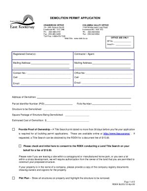 Fillable Online Demolition Permit Application Form Fax Email Print