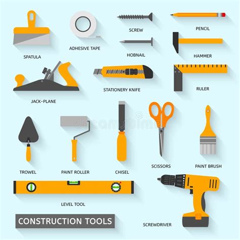 Iconos Del Vector De Las Herramientas De La Construcción Fijados