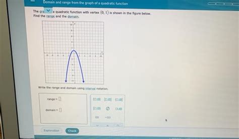 solved domain and range from the graph of a quadratic
