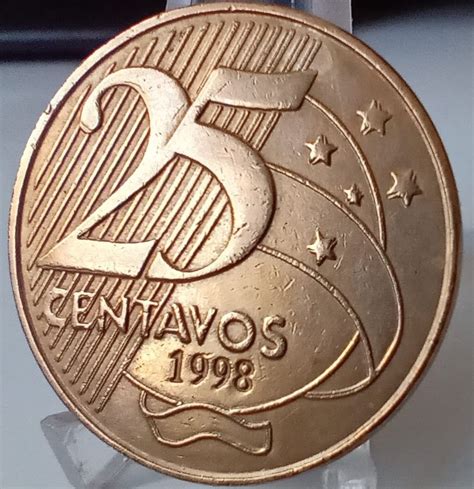 Moeda Anômala 25 Centavos 1998 Cacareco Reverso Duplicado Usado