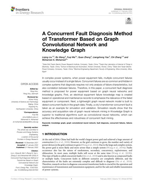 pdf a concurrent fault diagnosis method of transformer based on graph convolutional network