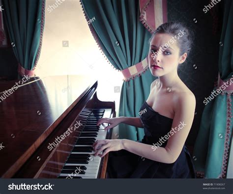 Beautiful Woman Playing Piano Stock Photo Shutterstock