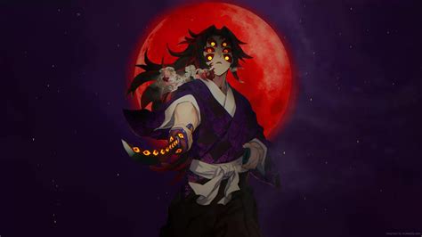 Kokushibou Bloody Moonlight Kimetsu No Yaiba Live Wallpaper Moewalls