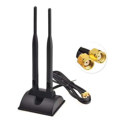 Eightwood Dual WiFi Antenna RP SMA Male Connector Magnetic Base 2 4GHz