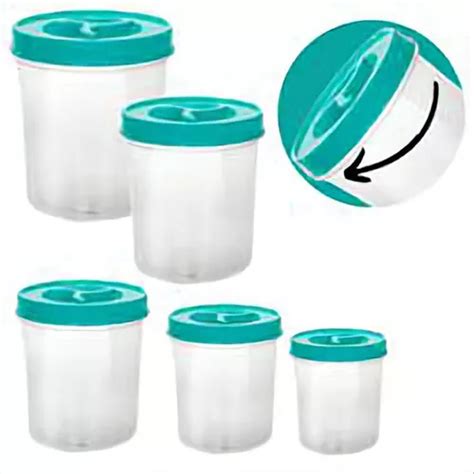 Conjunto Porta Mantimento Potes Redondo Tampa Rosca 5 Peças MercadoLivre