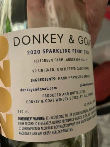 Donkey Goat Sparkling Pinot Gris Vivino US